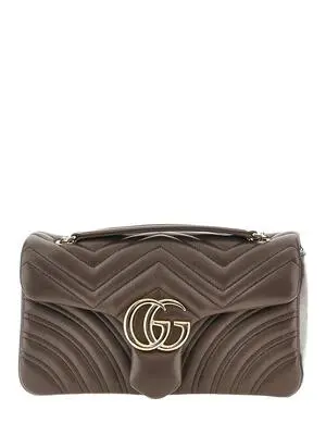 Gucci GUCCI 'GG Marmont' Nappa Leather Shoulder Bag Brown