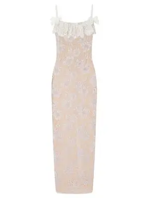 Alessandra Rich Alessandra Rich Lace And Sequins Embroidered Gown With Bow Detail Purple