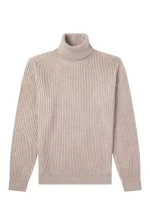 SLOWEAR Ribbed Virgin Wool Rollneck Sweater - Beige