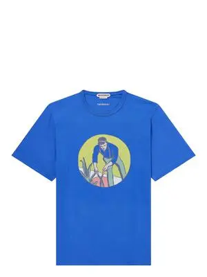 JW Anderson Gardener Logo-embroidered Printed Cotton-jersey T-shirt - Blue