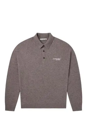 Acne Studios Oversized Logo-embroidered Wool And Yak-blend Polo Sweater - Brown
