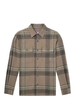 Ralph Lauren Purple Label Checked Wool And Cashmere-blend Flannel Overshirt - Brown