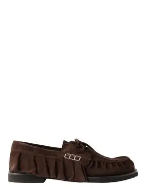 JW Anderson Ruffle Suede Boat Shoes - Brown