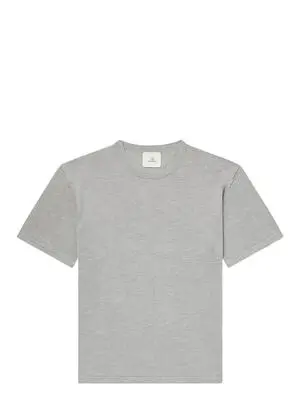 THE ELDER STATESMAN Lenny Ribbed Wool, Silk And Linen-blend T-shirt - Gray