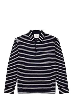 THE ELDER STATESMAN Striped Cashmere Polo Shirt - Blue