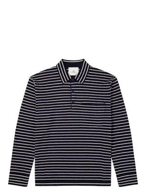 THE ELDER STATESMAN Striped Cashmere Polo Shirt - Navy