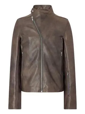 Rick Owens Release Panelled Leather Biker Jacket - Brown