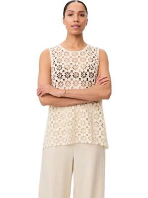 MASAI COPENHAGEN Floral Crochet Sleeveless Top - Fog