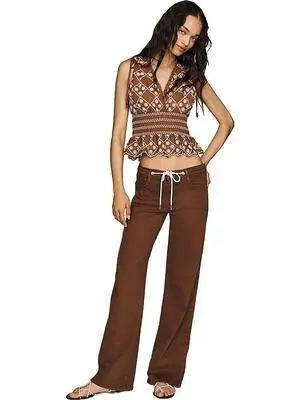 Joe's Jeans Joe's Jeans Lou Mid-Rise Wide-Leg Jeans Chocolate