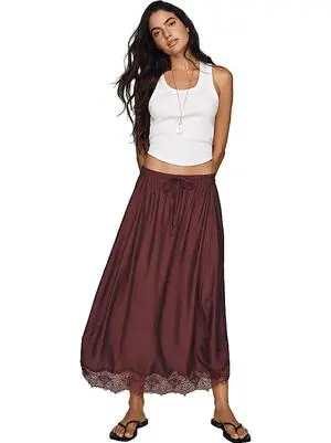 Anthropologie Reverie Midi Skirt - Grape Wine