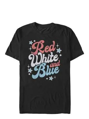 LOST GODS Red White And Blue Quote Short Sleeve Graphic T-shirt - Black
