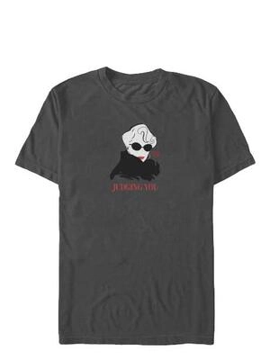 THE DEVIL WEARS PRADA Miranda Priestly Judging You Red Logo Short Sleeve Graphic T-shirt - Charcoal