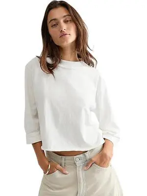 Free People We The Free Gracie Cropped Crew Neck Top - Clean Ivory