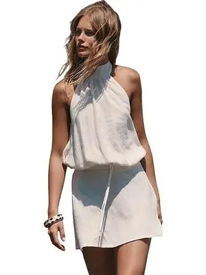 Free People Sandshell Linen Drea Mini Dress - Moonglow