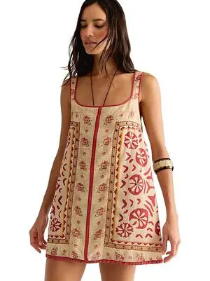 Free People Fleur Mini Shift Dress - Tea Combo