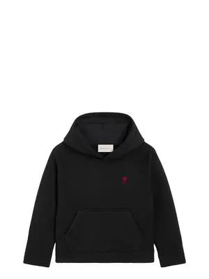 AMI Paris Cotton Hoodie With De Coeur Embroidery - Black