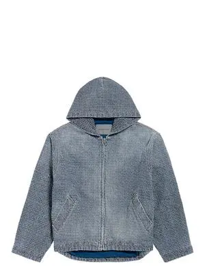 Balenciaga Logo Embroidered Denim Jacket - Blue