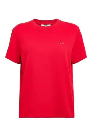 Maje Cotton Embroidered Logo T-shirt - Red