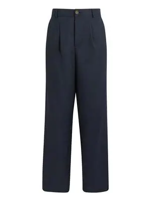 Oliver Peoples Oxford Pleated Wide Leg Trousers - Navy