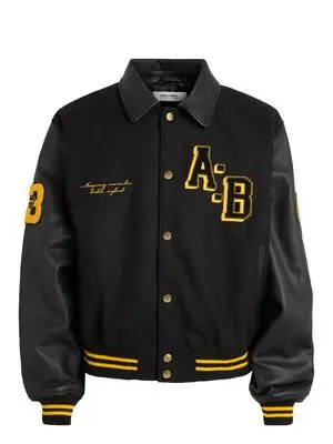 ABOUT:BLANK Leather And Wool Letterman Jacket - Black