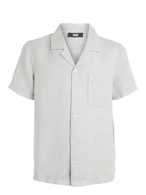 Paige Linen-blend Albro Short-sleeve Shirt - Blue