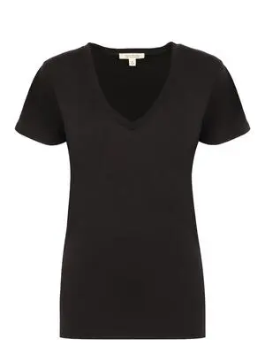 NILI LOTAN Carol V-neck Short Sleeve Tee - Black