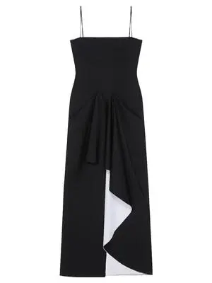 Givenchy Sliced Long Wrapped Dress In Wool And Mohair - Black