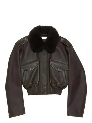 Acne Studios Leather Bomber Jacket - Black