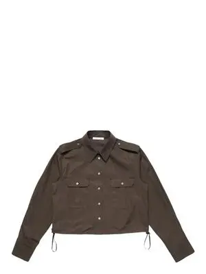 Acne Studios Button-up Over Shirt With Epaulettes And Drawstring Hem - Brown