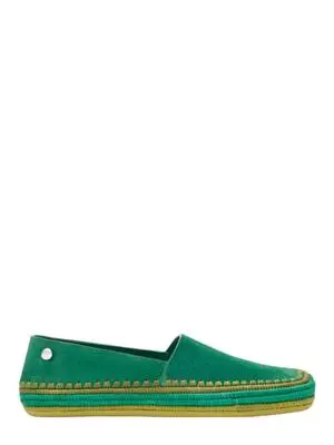 Loewe Suede And Raffia Rio Slipper - Green