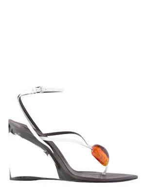 Alaïa Embellished Patent Leather High-heeled Sandals - Gray