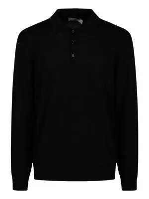 Canali Long Sleeve Polo Shirt - Black