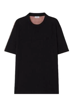 Burberry Check Cotton T-shirt - Black