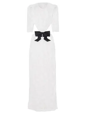 SHUSHU/TONG Lace Dress With Bow And Cutout Detail - White