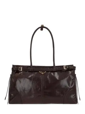 Prada Prada Bonnie Large Leather Handbag Black