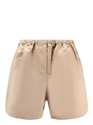 THE FRANKIE SHOP Elastic Waist Shorts With Contrasting Trim - Beige