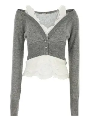 Ermanno Scervino Ermanno Scervino Cropped Lace Trim Cardigan No