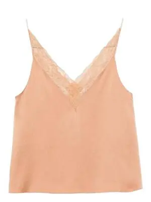 FORTE_FORTE Lace-trim V-neck Camisole Top - Brown