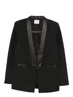 FORTE_FORTE Satin-trim Shawl-lapel Blazer - Black