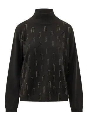 Fabiana Filippi Embellished Mock Neck Knitted Jumper - Black