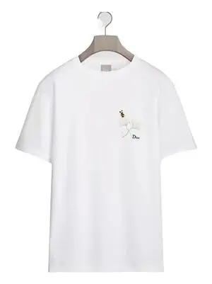 Dior T-shirt With Flower Bee Embroidery, Relaxed Fit - Black