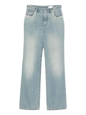 Alexander McQueen Embellished Straight-leg Jeans - Blue