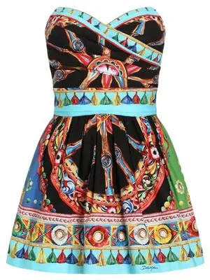 Dolce & Gabbana Carretto Print Strapless Mini Dress - Multi-color