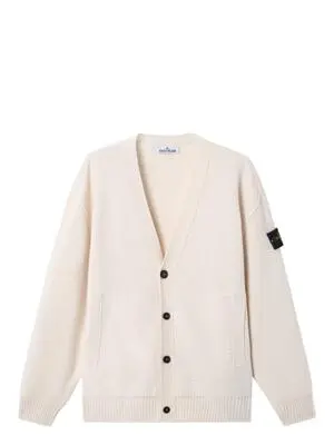 Stone Island V-neck Cardigan With Pockets - Ivory