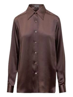 TOM FORD Fluid Charmeuse Satin Shirt - Brown