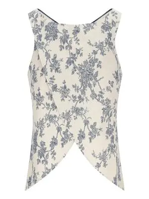 BALTÉR Ivory Bloom Floral Print Sleeveless Top - Blue