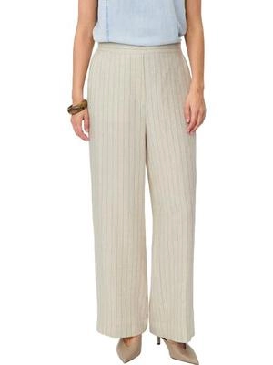 MASAI COPENHAGEN Linen-blend Pinstripe Wide Leg Trousers - Fog