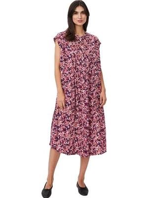 MASAI COPENHAGEN Floral Draped Shirt Dress - Beet Red
