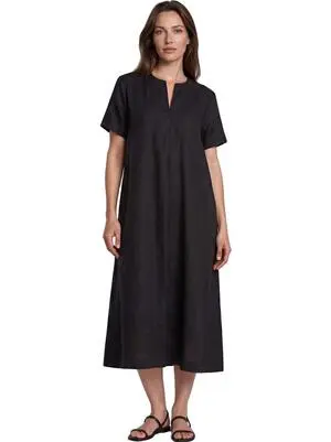 MASAI COPENHAGEN Linen Tunic Dress With Slash Neckline - Black