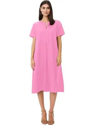 MASAI COPENHAGEN Linen Tunic Dress With Slash Neckline - Fuchsia Pink